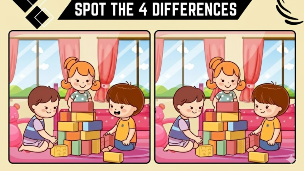 Spot the Difference Game: Can You Find 4 Differences in the Kids ...