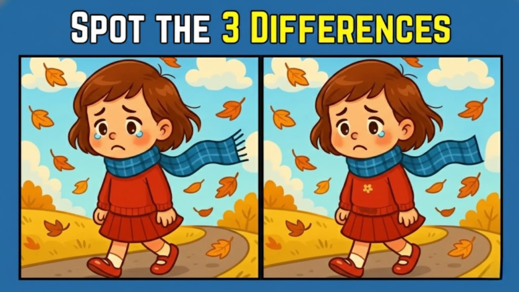 Spot the Difference Puzzle: Find 3 Hidden Changes in the Sad Girl Image