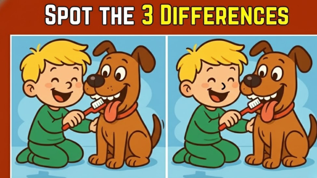 Optical Illusion Puzzle: Find 3 Hidden Changes in the Boy and Dog Image
